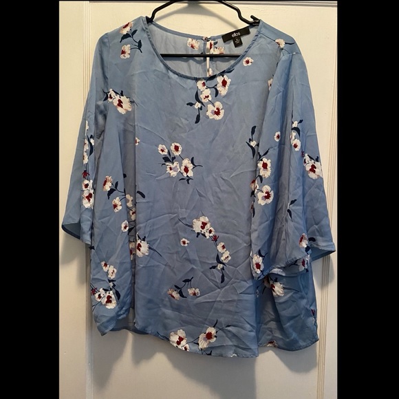 ellos | Tops | Ellos Blue Floral Flow Shirt | Poshmark